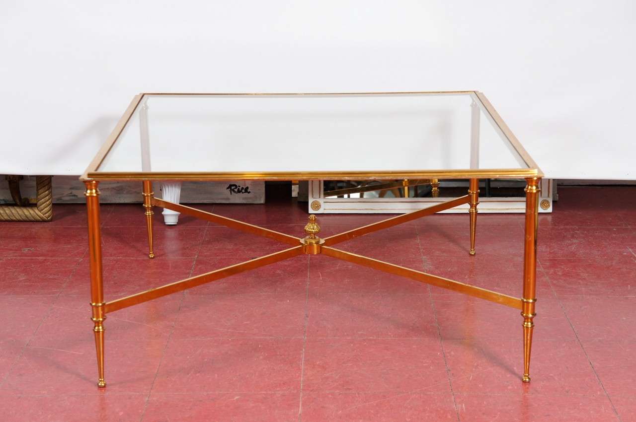 Directoire-Style Brass and Glass Coffee Table at 1stDibs