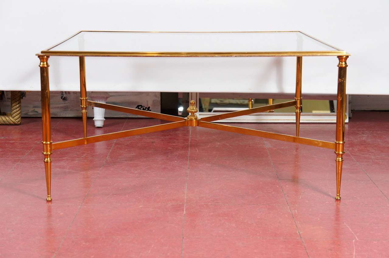 Directoire-Style Brass and Glass Coffee Table at 1stDibs
