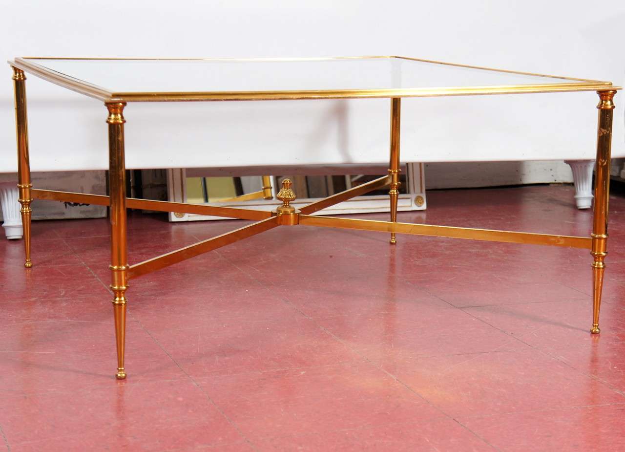 Directoire-Style Brass and Glass Coffee Table at 1stDibs