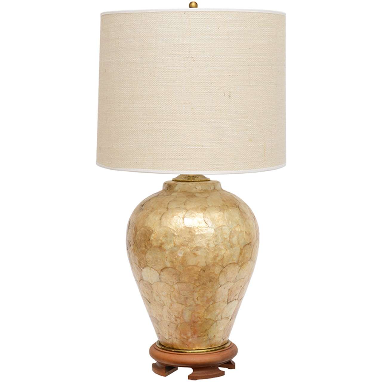 Luminous Golden Capiz Shell Lamp at 1stDibs | gold shell lamp