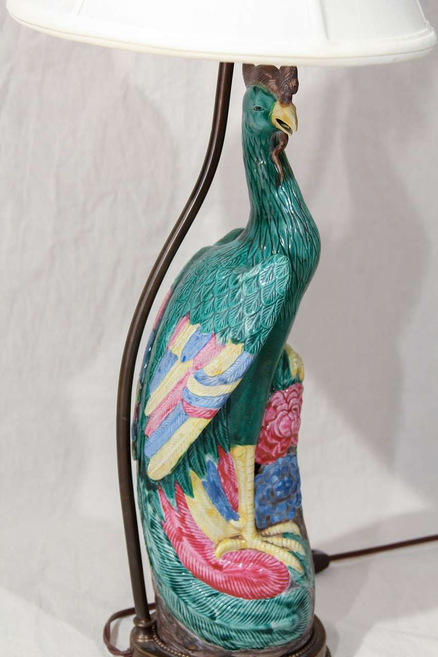 Chinese Porcelain Pheasant Lamp at 1stDibs