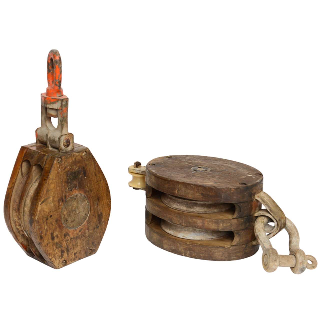 Saturday sale Pair of Antique Cargo Ship Pulley's at 1stDibs