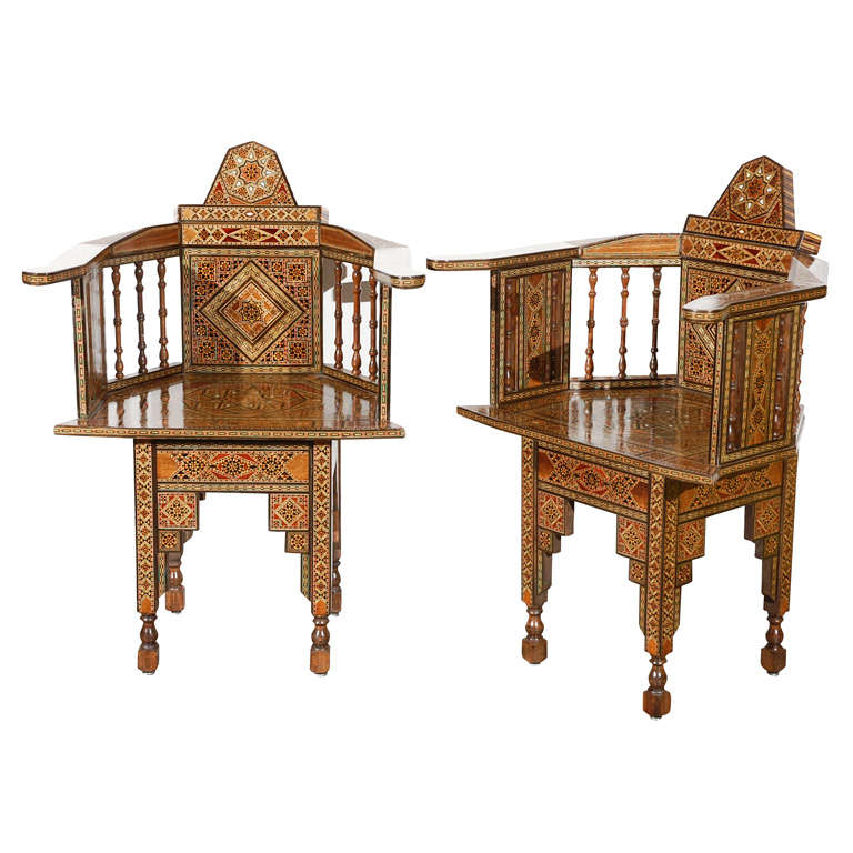 Pair Syrian Library Barrel-Back Chair at 1stDibs
