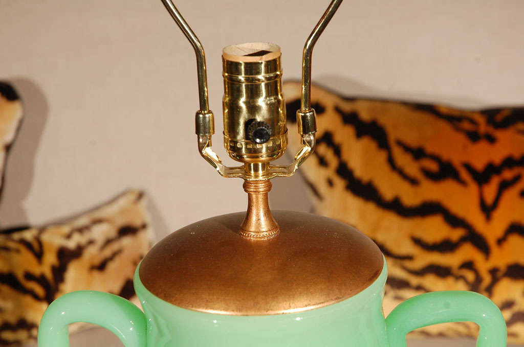 Green, Opaline Steuben Lamp at 1stDibs | steuben glass lamp, opaline lamp