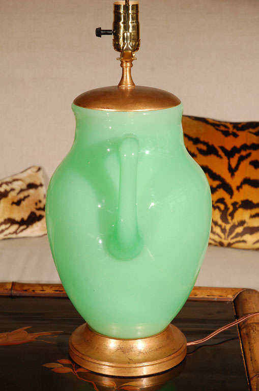 Green, Opaline Steuben Lamp at 1stDibs | steuben glass lamp, opaline lamp