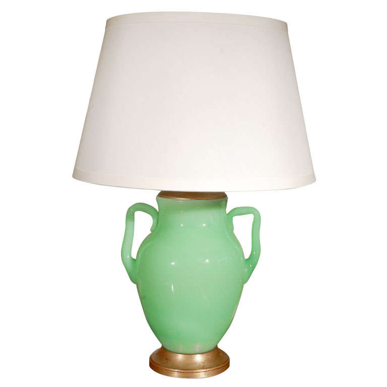 Green, Opaline Steuben Lamp at 1stDibs | steuben glass lamp, opaline lamp