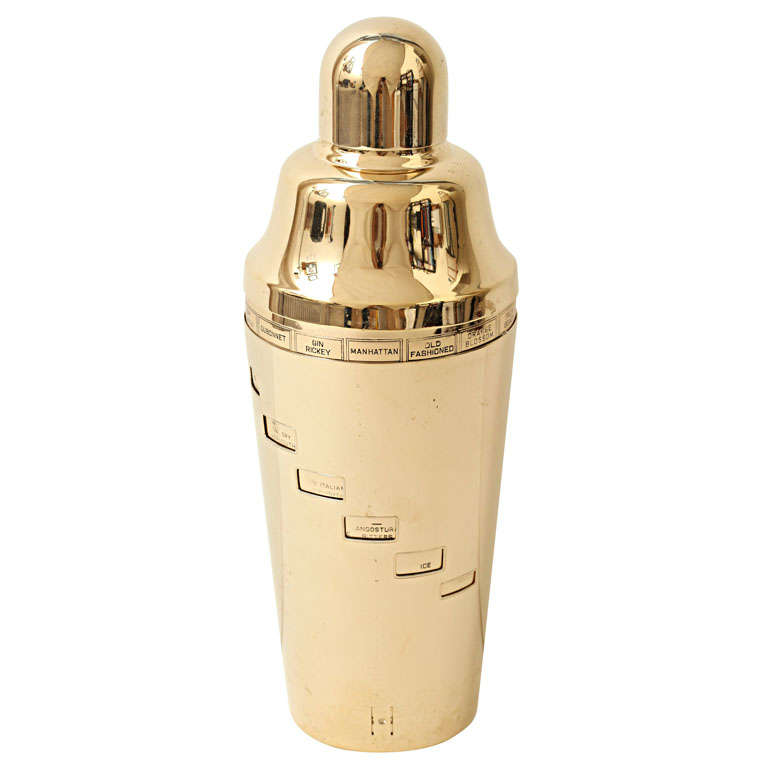 Gold-plated Napier 'Recipe' Cocktail Shaker at 1stDibs
