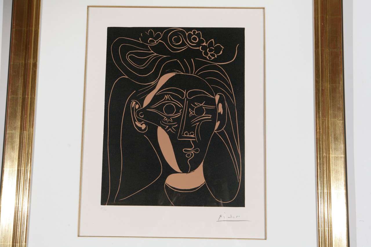 Signed Picasso Linocut at 1stDibs