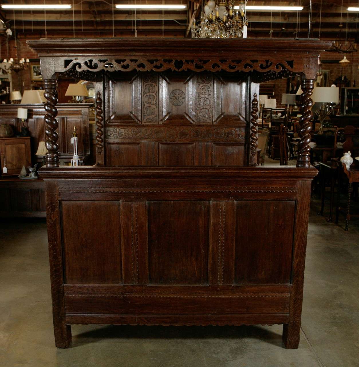 Antique Carved Oak Tester Bed For Sale at 1stDibs | tester bed for sale ...