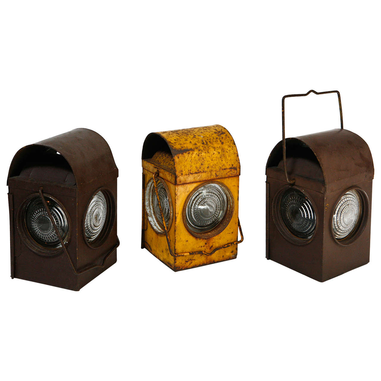ANTIQUE ROAD WORK LANTERNS, ENGLAND, c. 1940 For Sale at 1stDibs