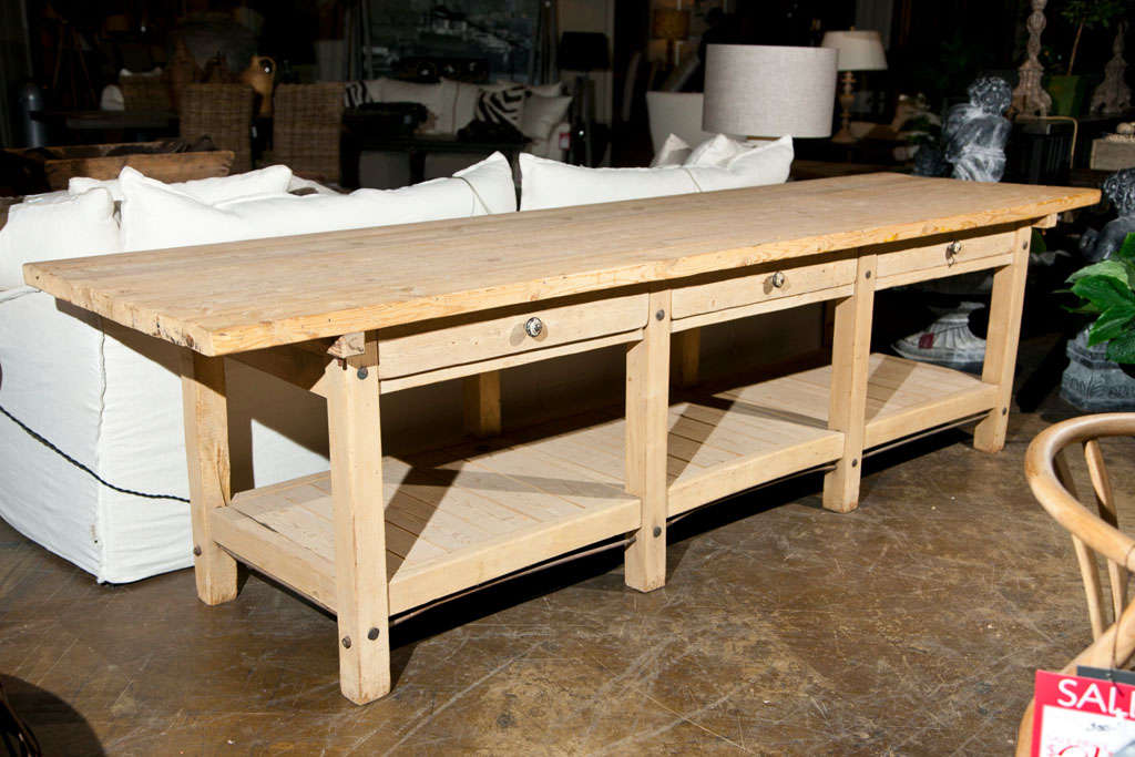 Long Work Table with Shelf at 1stDibs