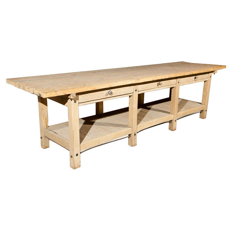 Long Work Table with Shelf at 1stdibs