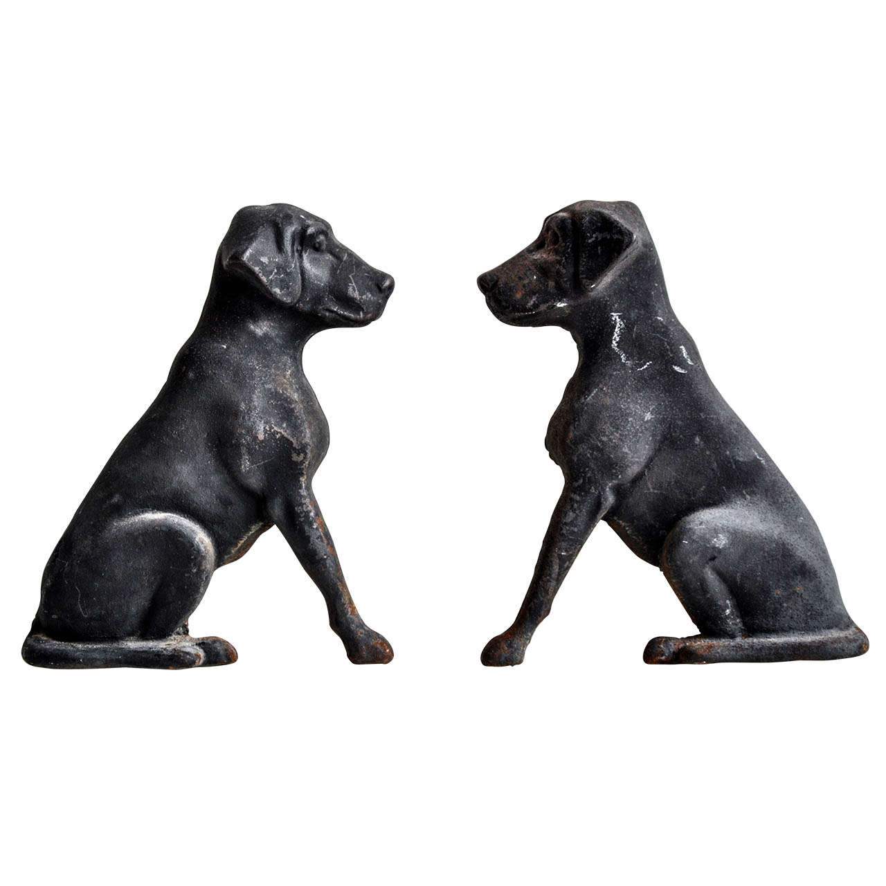 Pair of Cast Iron Dog Andirons at 1stDibs