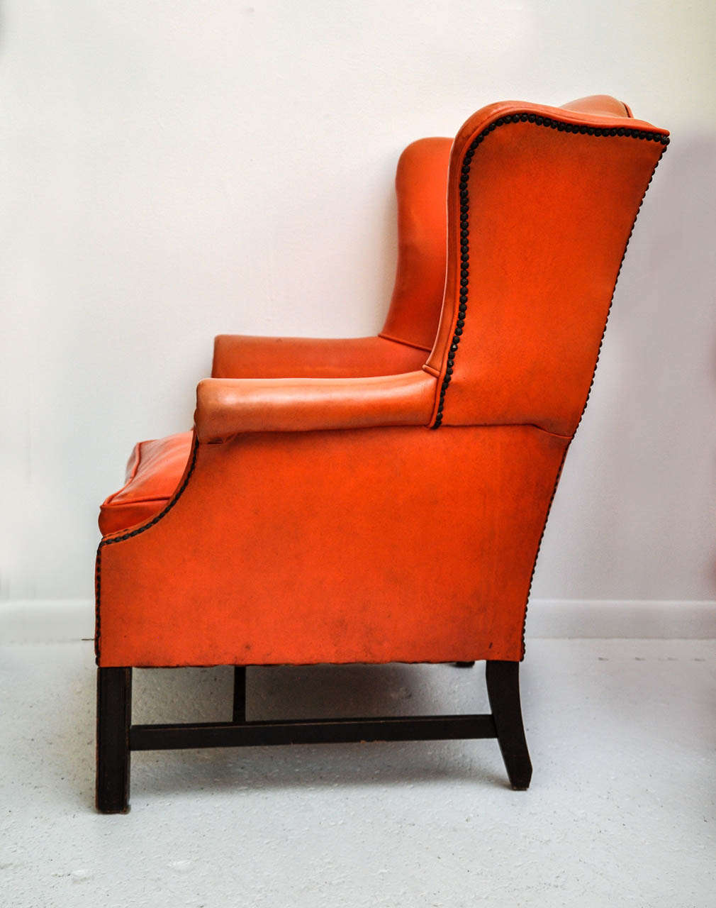 Vintage Orange Leather Wing Chair at 1stDibs | orange leather chairs ...