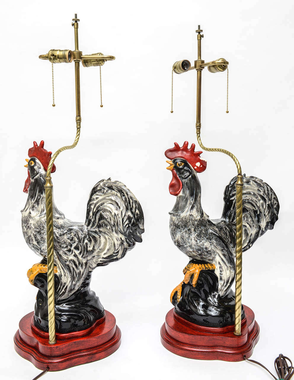 Pair of Vintage Majolica Rooster Lamps at 1stDibs | rooster lamps ...