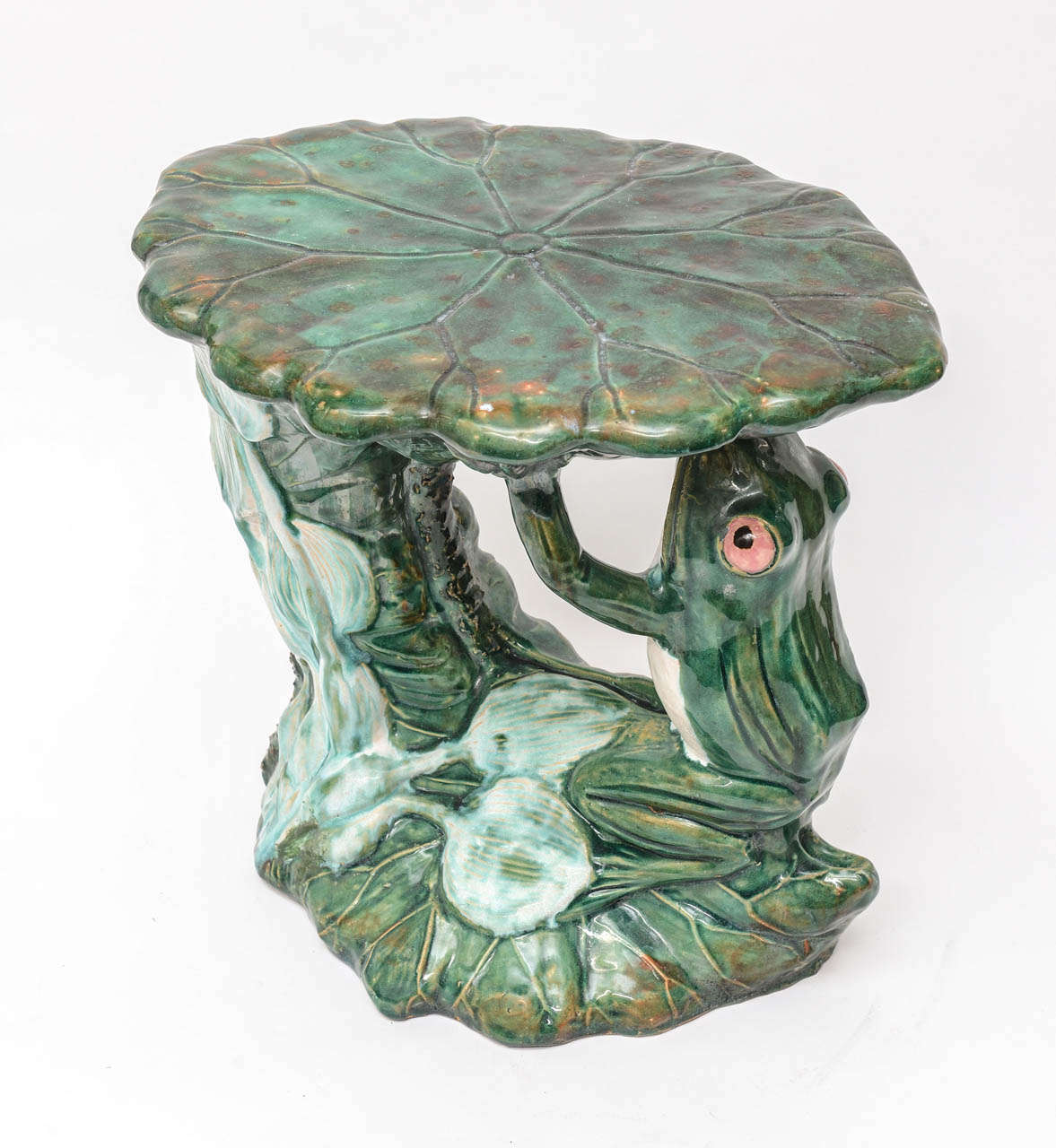 Antique Majolica Frog Garden Seat at 1stDibs