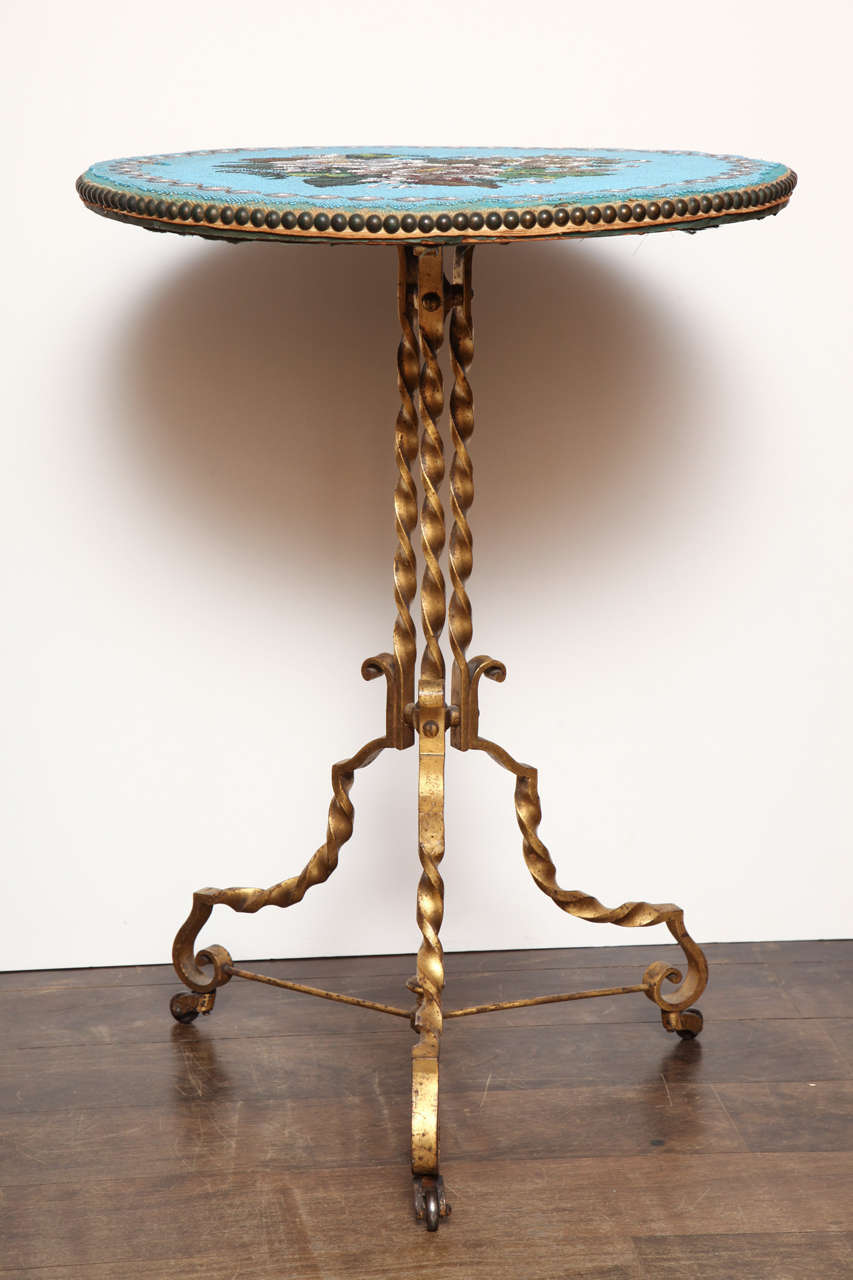 Napoleon III Tilt-Top Table with Glass Beaded Top at 1stDibs