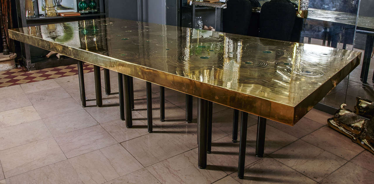 Brass Table with Jade Stones at 1stDibs