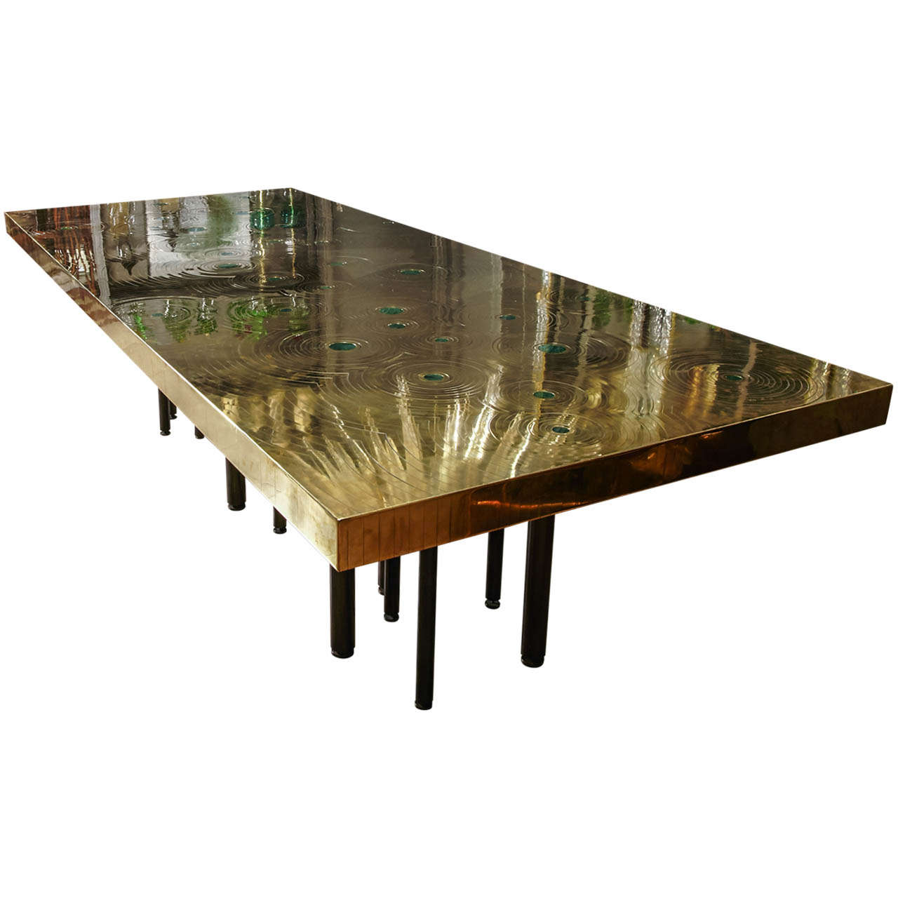Brass Table with Jade Stones at 1stDibs