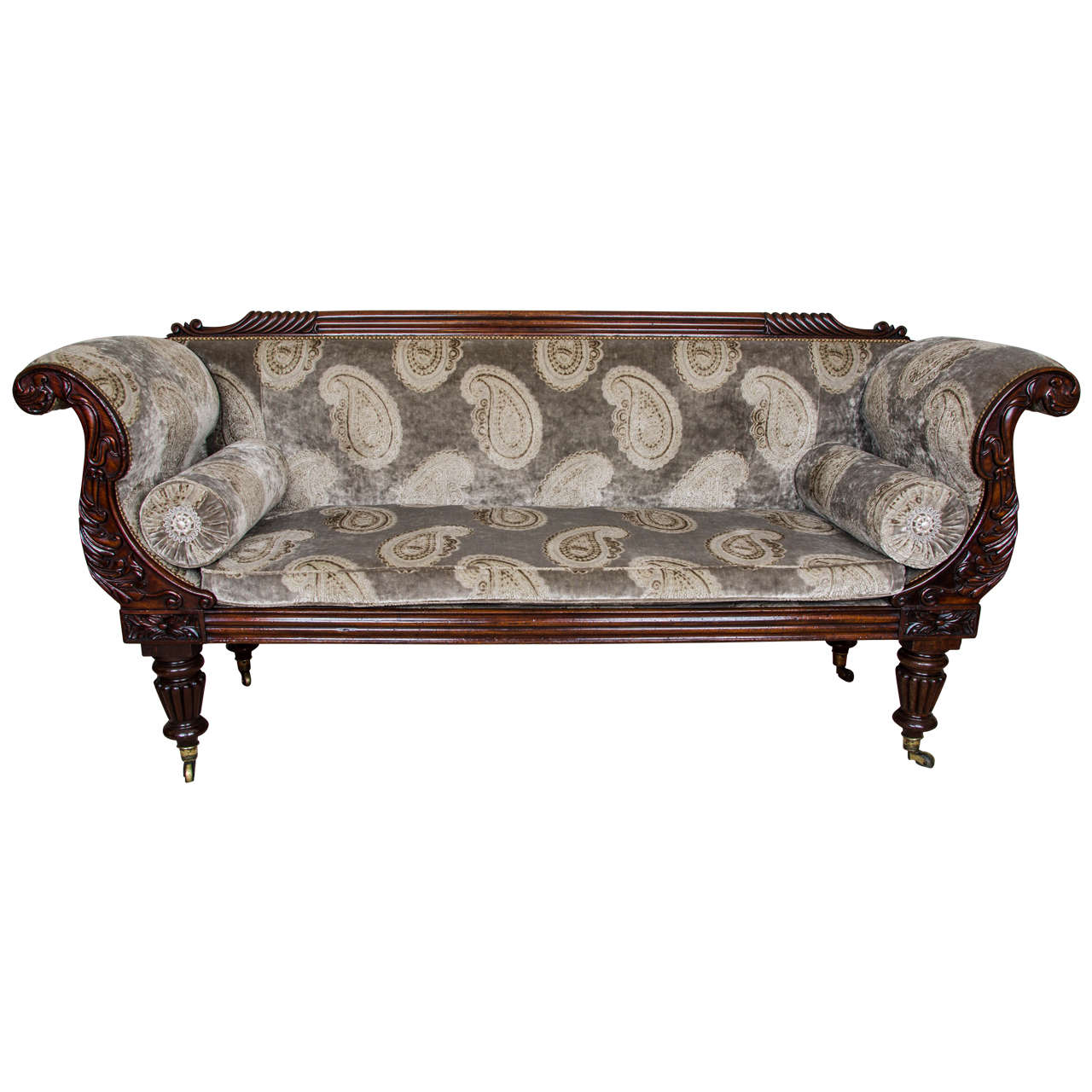 Late Regency Mahogany Framed Scroll End Sofa at 1stDibs