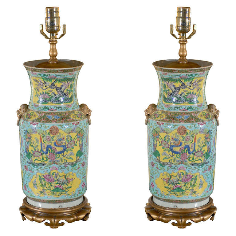 Pair Chinese Lamps For Sale at 1stDibs