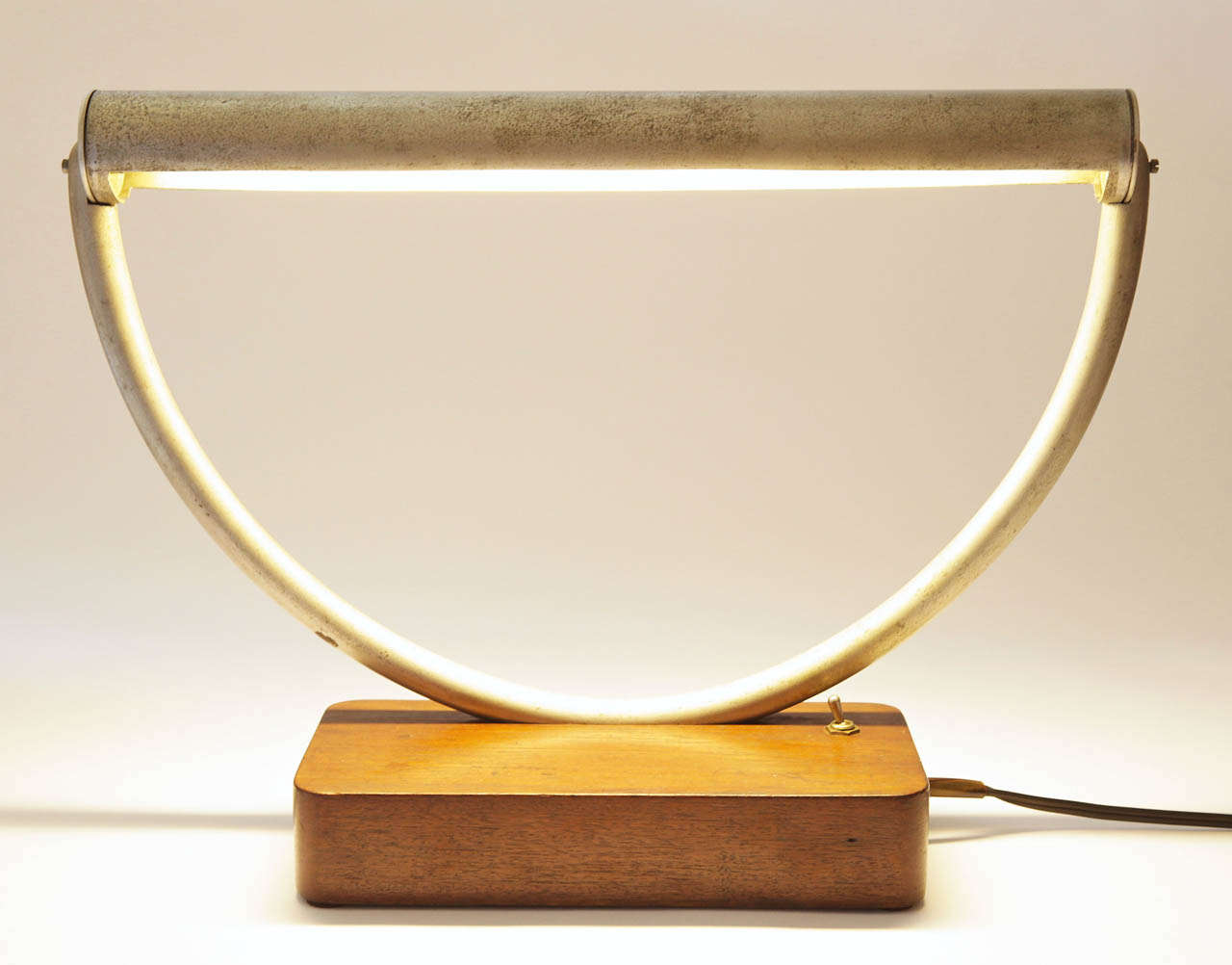 Machine Age Art Deco Fluorescent Table Lamp Large Patinated Aluminum ...