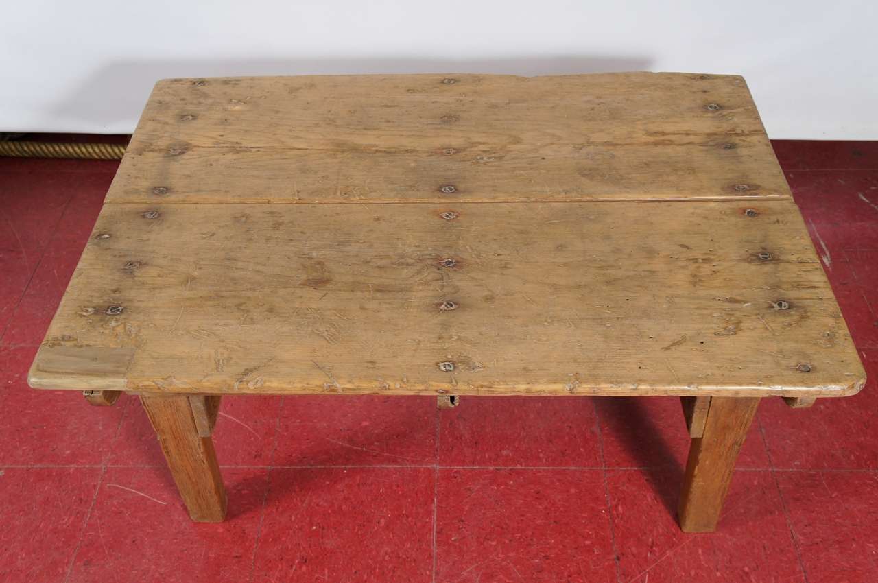 Rustic French Country Pine Coffee Table at 1stDibs