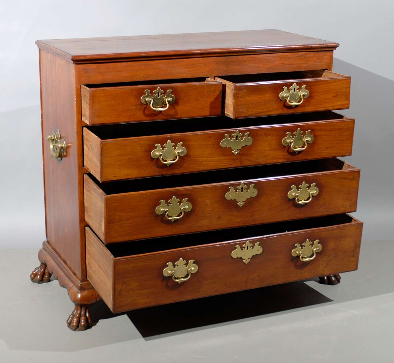 Late 18th Century Colonial Teak Campaign Style Chest with 5 Drawers and ...