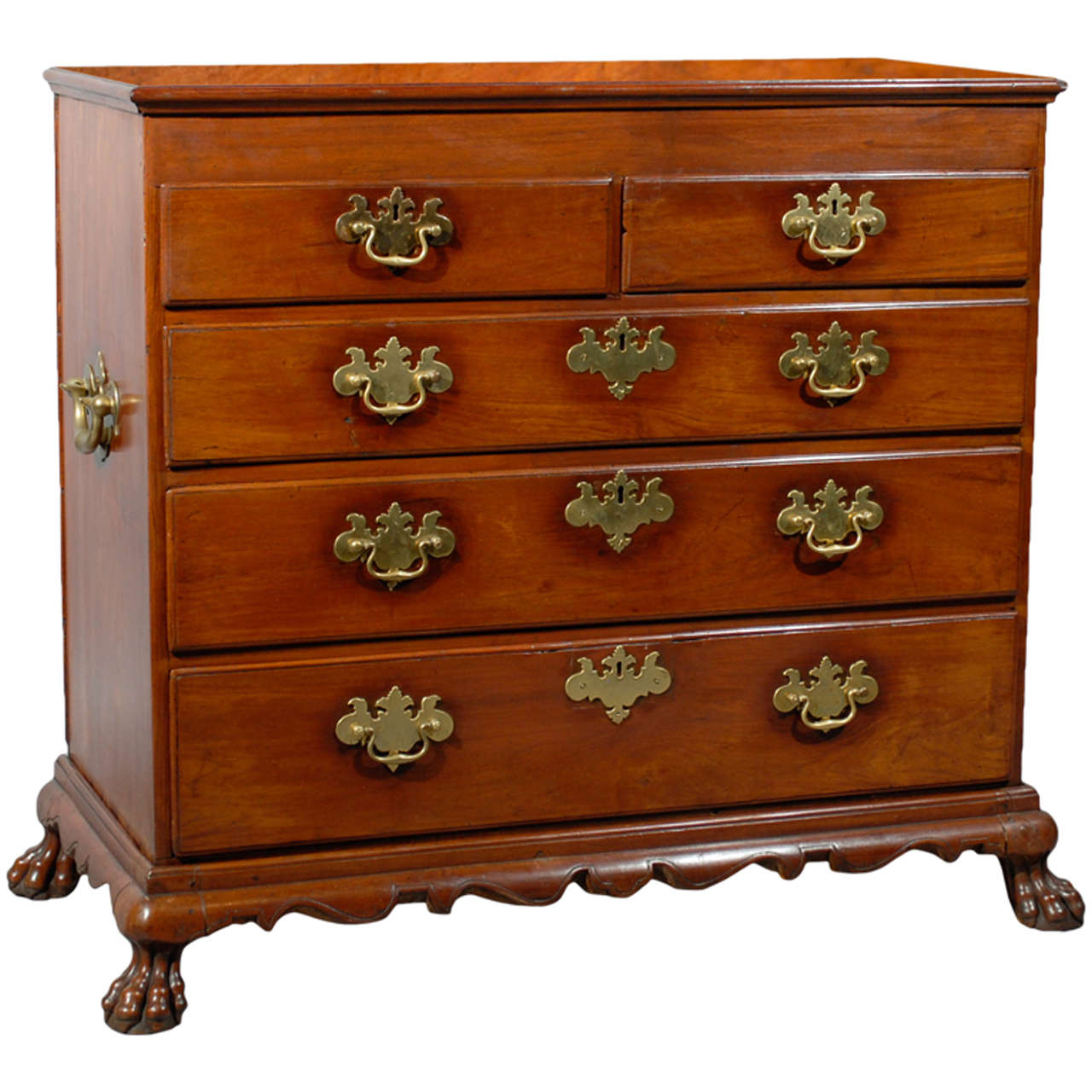 Late 18th Century Colonial Teak Campaign Style Chest with 5 Drawers and ...