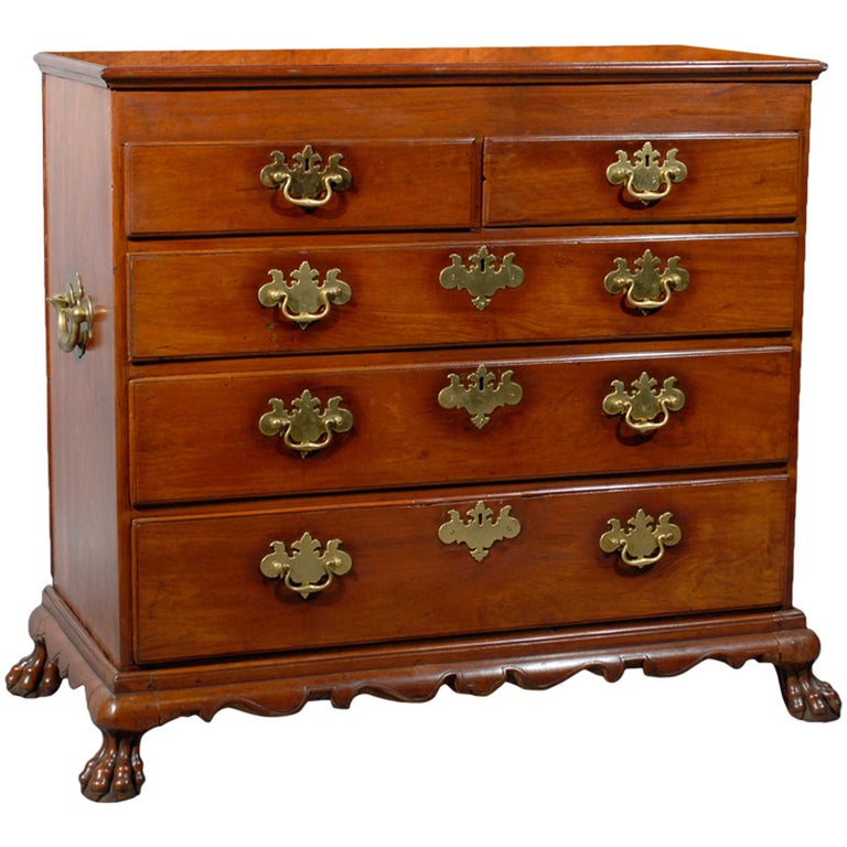 Late 18th Century Colonial Teak Campaign Style Chest with 5 Drawers and ...