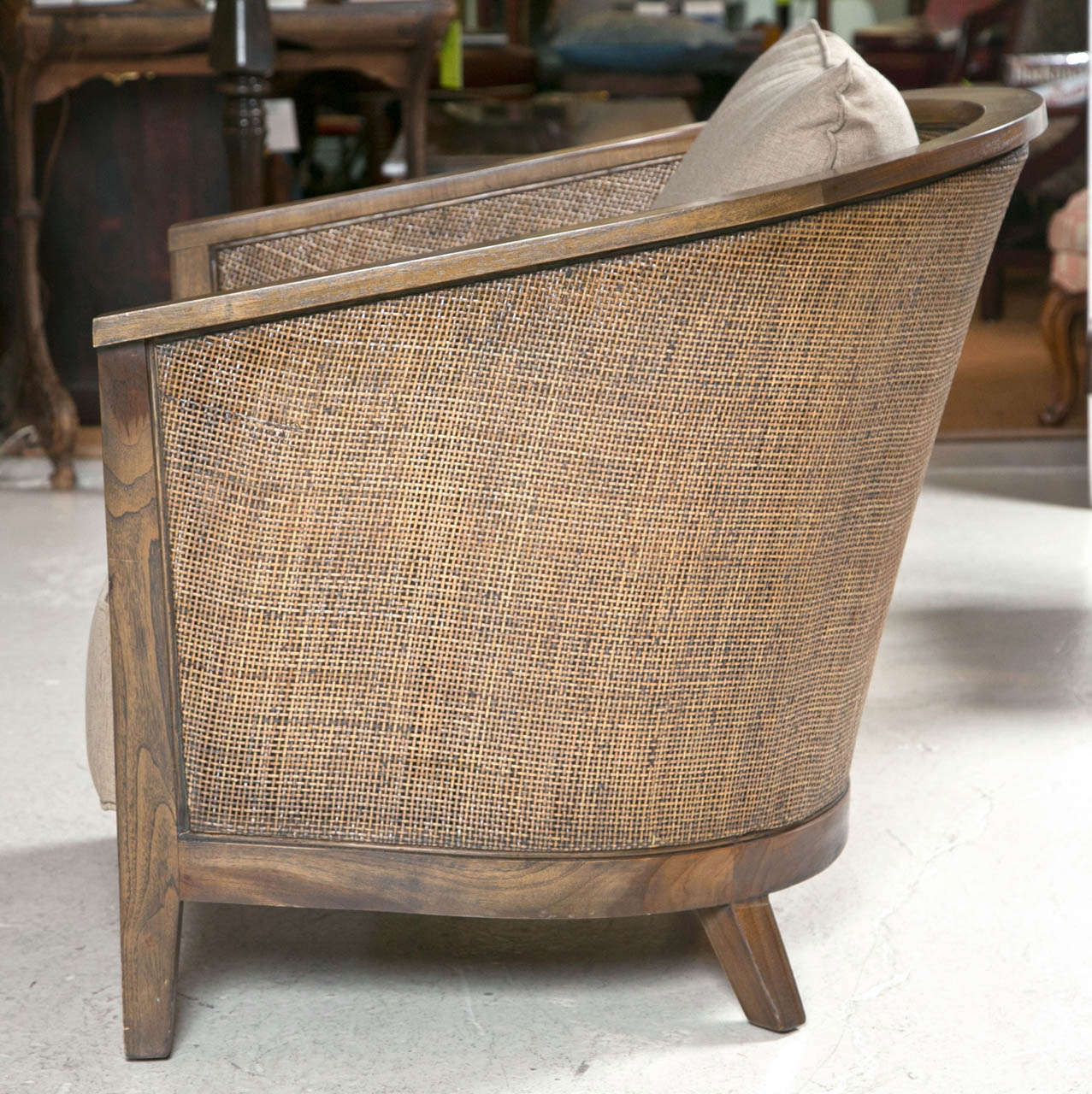 Pair of Barrel Chairs with Wood Frames and Woven Backs at 1stDibs ...
