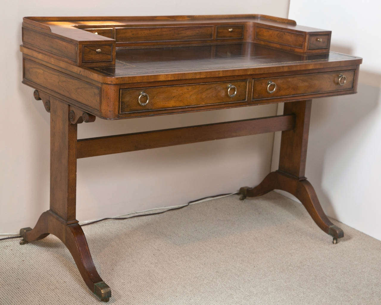 Baker Regency Style Leather Top Desk at 1stDibs