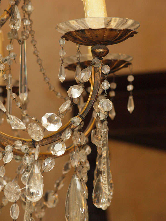 Italian 18th C. Gilt Iron And Crystal Corona Chandelier For Sale at 1stDibs