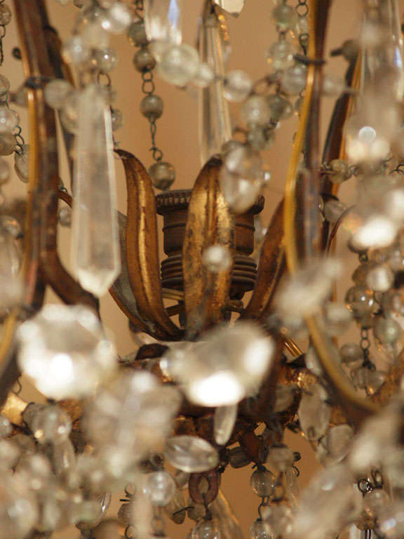 Italian 18th C. Gilt Iron And Crystal Corona Chandelier For Sale at 1stDibs