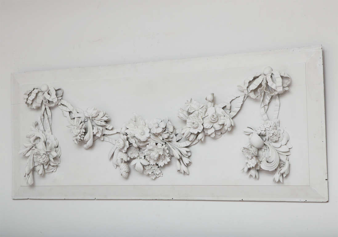 White Panel with Carved Floral Relief at 1stDibs | flowers relief ...