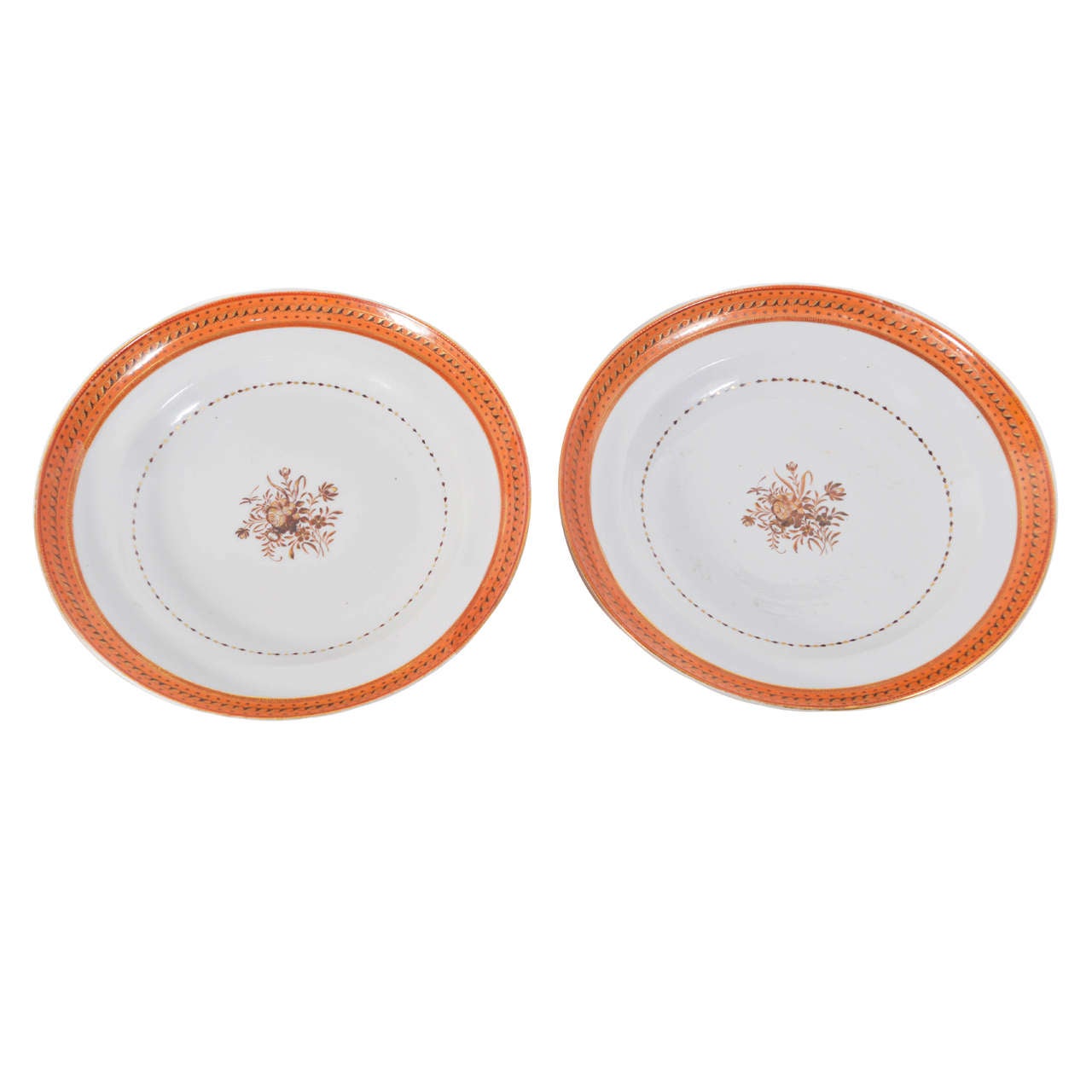 Pair Of 19th C. Chinese Export Porcelain Plates For Sale at 1stDibs