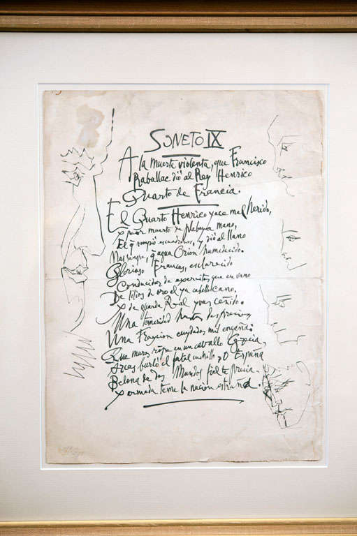 Lithograph by Pablo Picasso, Soneto IX at 1stDibs