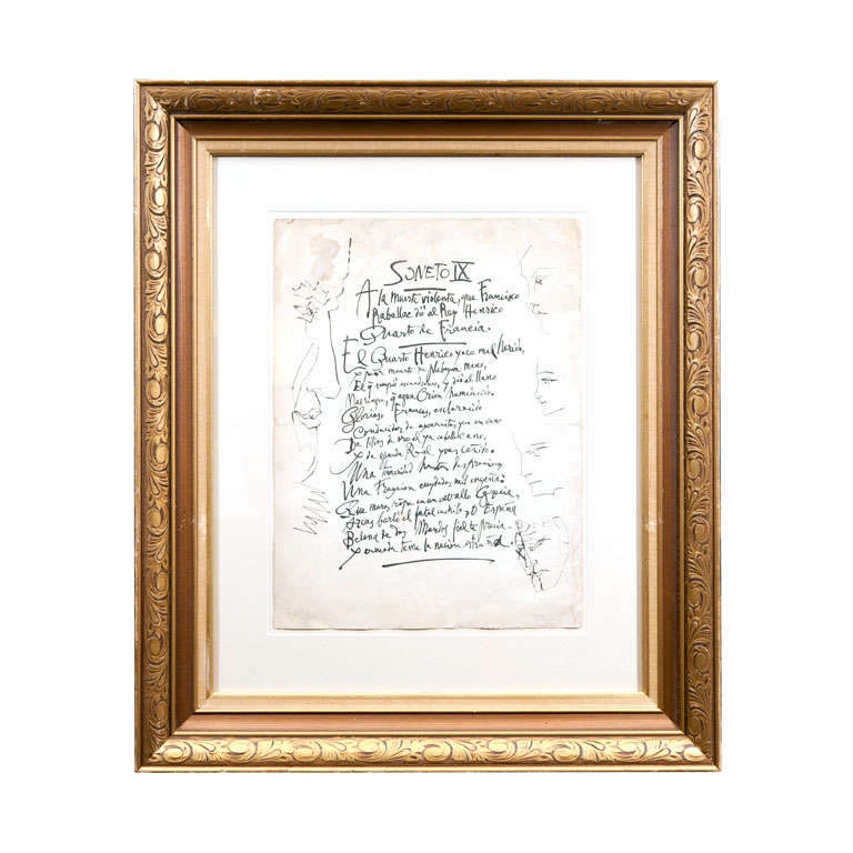 Lithograph by Pablo Picasso, Soneto IX at 1stDibs