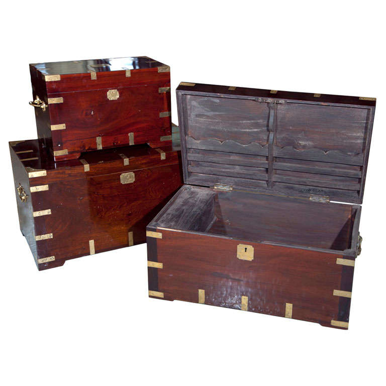 Assortment of Antique Campaign Boxes at 1stDibs