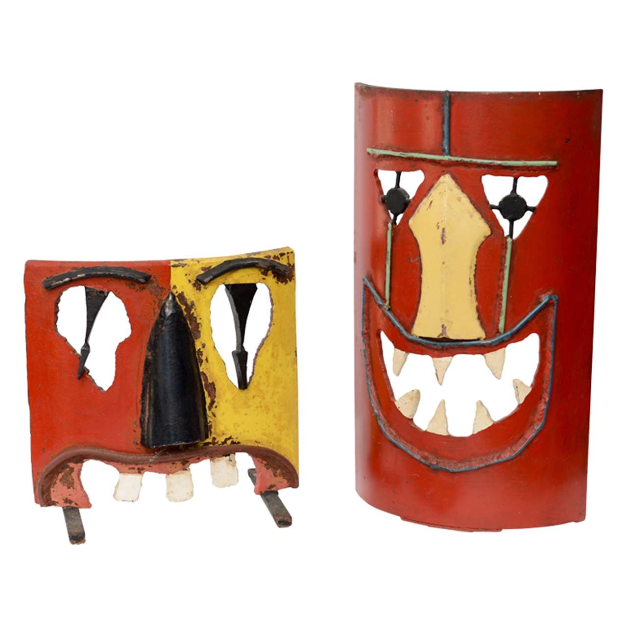 Pair of Iron Folk Art Faces at 1stDibs