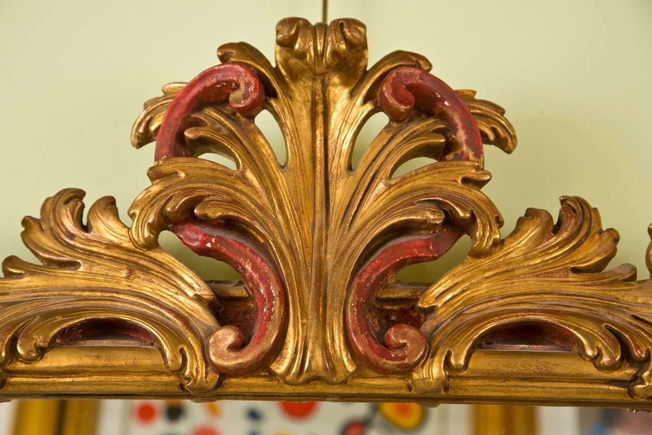 Gilt Gold and Paint Decorated Hollywood Regency Style Mirror Floral ...