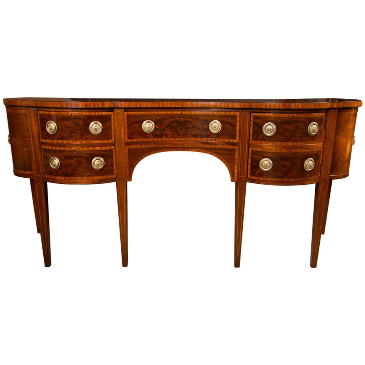 Baker Banded Serpentine Front Sideboard at 1stDibs