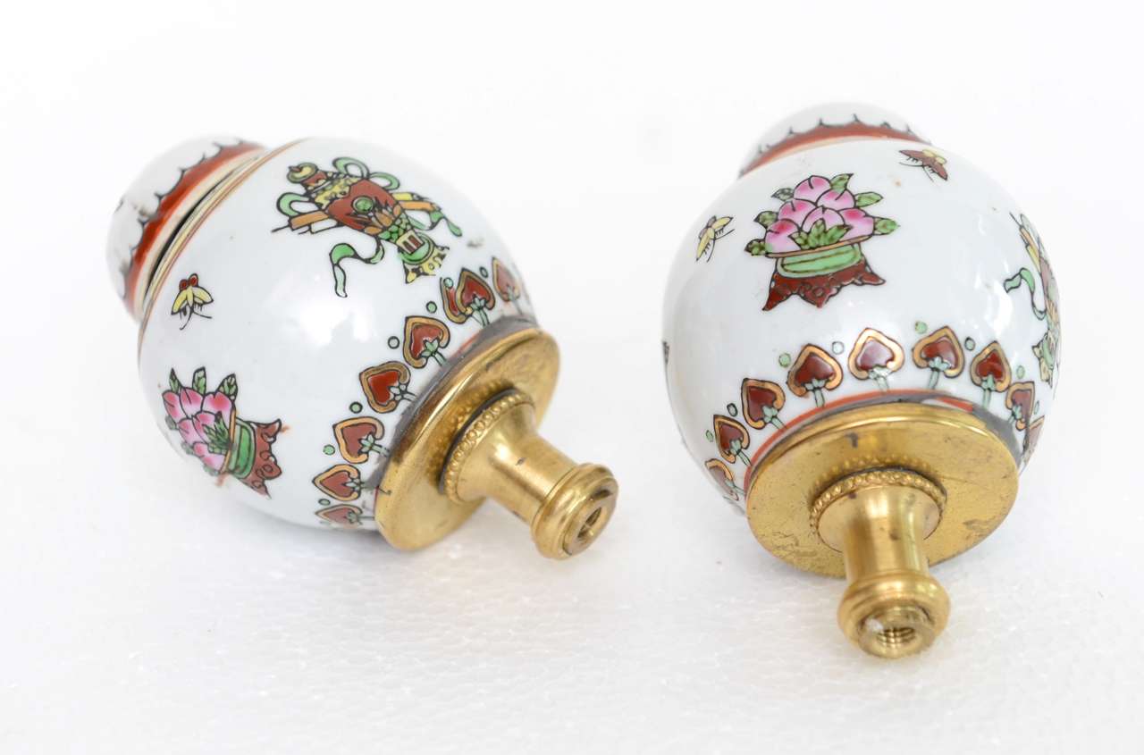 Pair of custom Chinese porcelain lamp finials, Circa 1900 at 1stDibs
