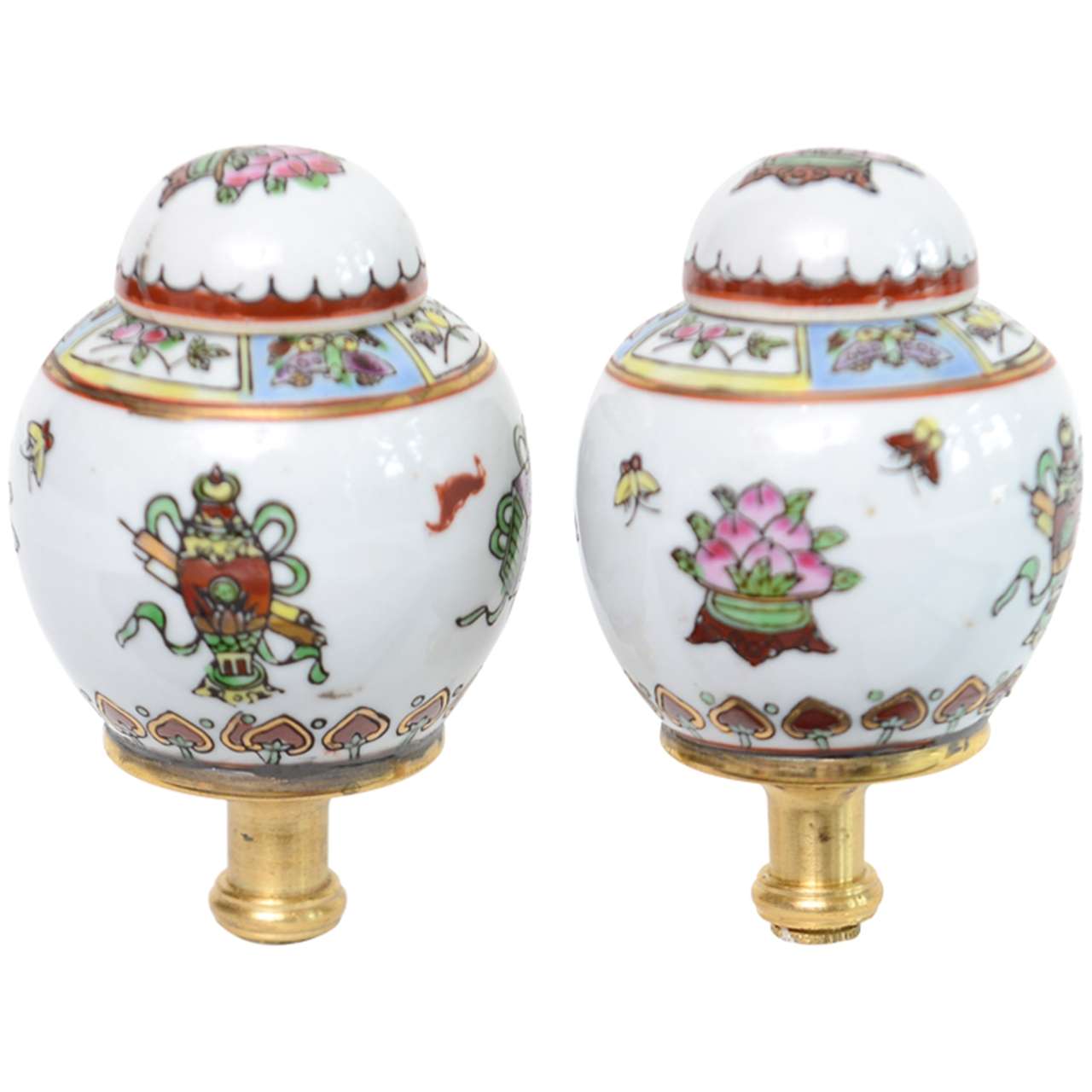 Pair of custom Chinese porcelain lamp finials, Circa 1900 at 1stDibs