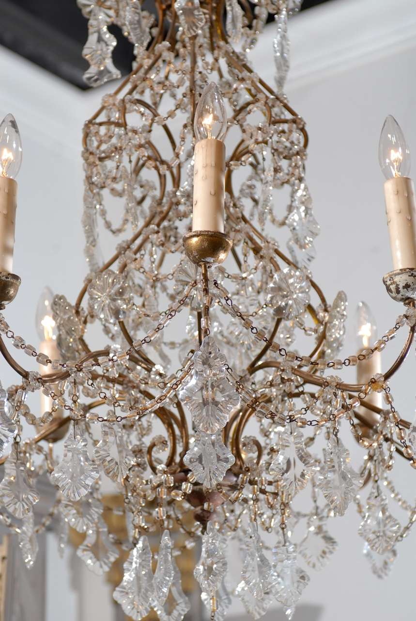 Italian 1850s Rococo Style Ten-Light Crystal Chandelier with Gilt Metal ...