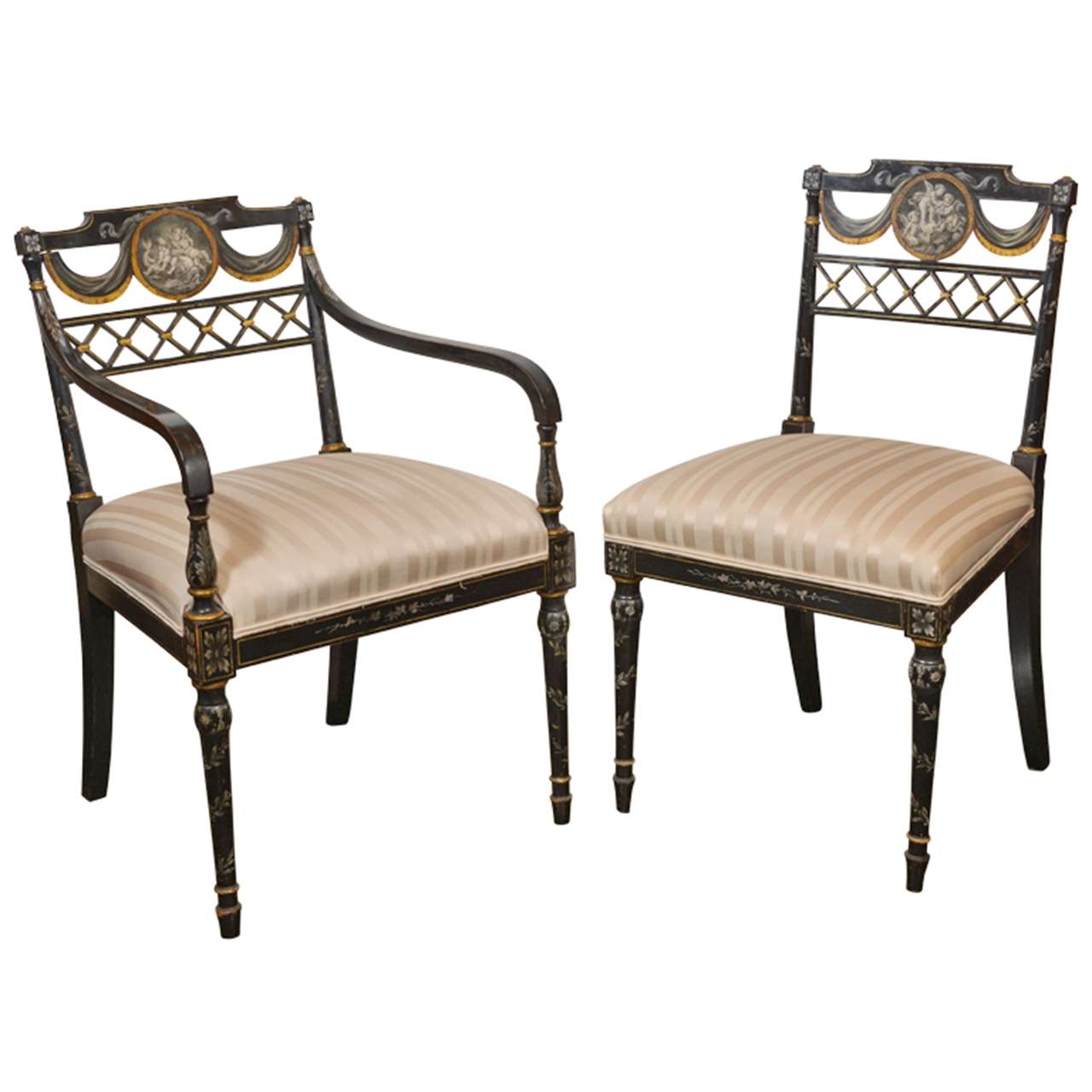 Set of Important Regency Period Black Lacquered Chairs at 1stDibs ...