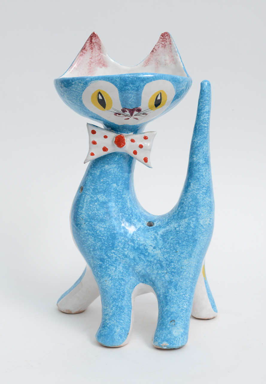 1950s Italian Ceramic Cat, Vase Pottery Atomic Space Age Era at 1stDibs ...