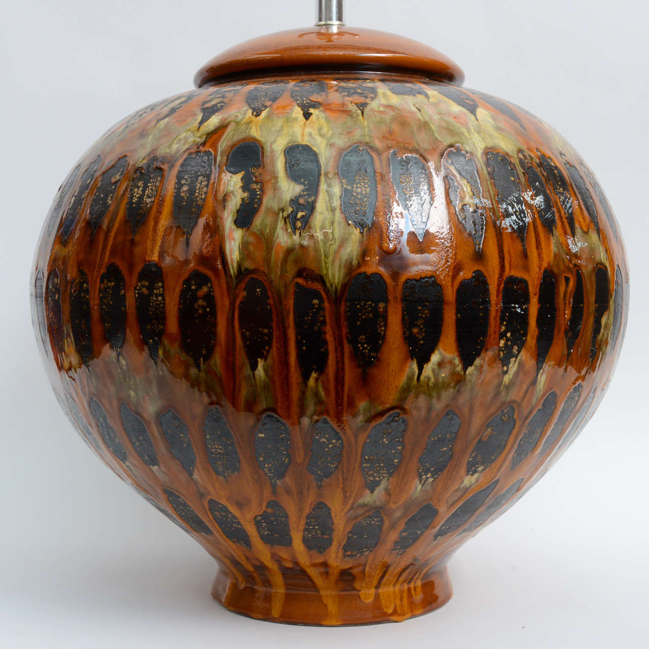 Huge Mid-Century Drip Glaze Pottery Table Lamp at 1stDibs | mid century ...