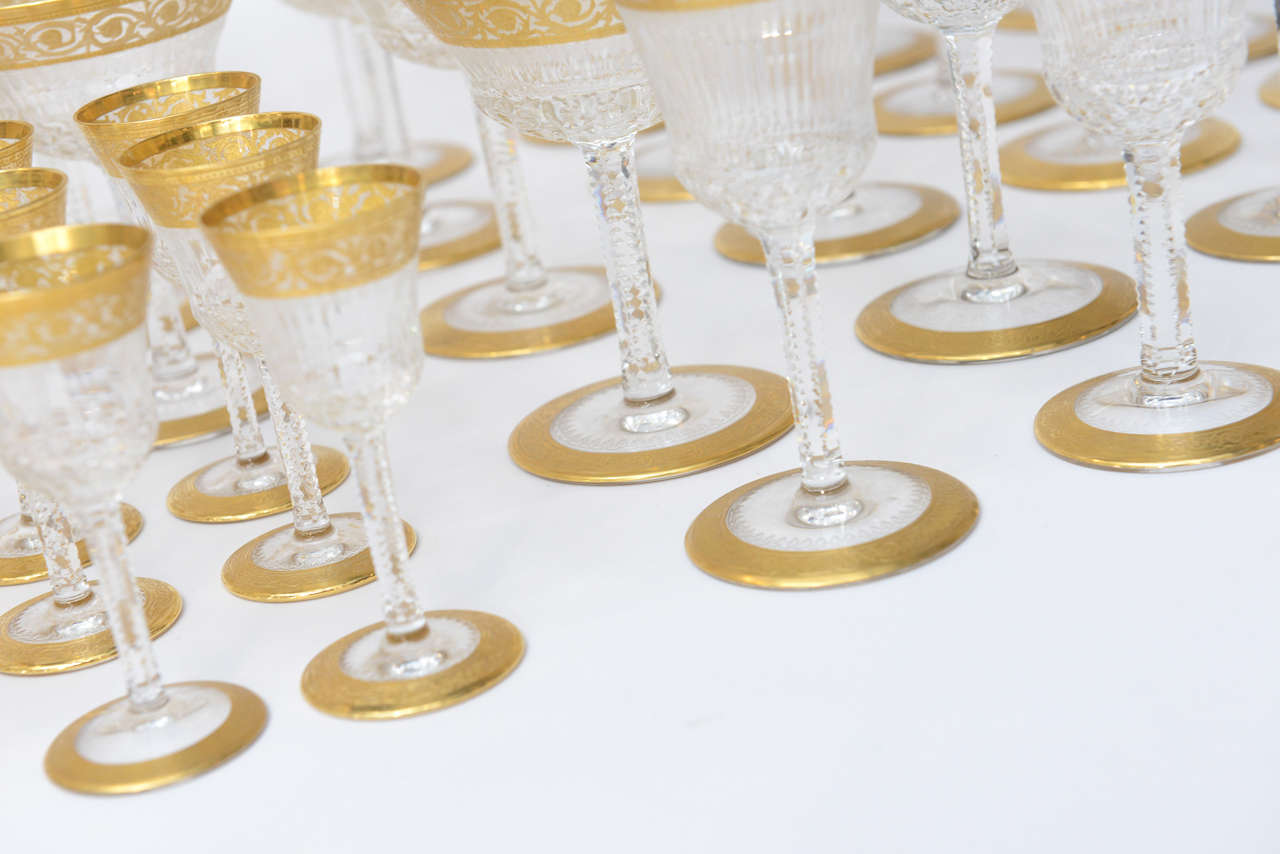 St. Louis Thistle Pattern Gilt Crystal Stemware at 1stDibs | st louis ...