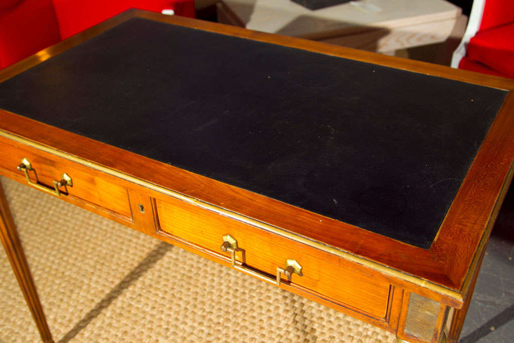 Cherry Desk or Writing Table Leather Inlay Top Fluted Legs at 1stDibs ...